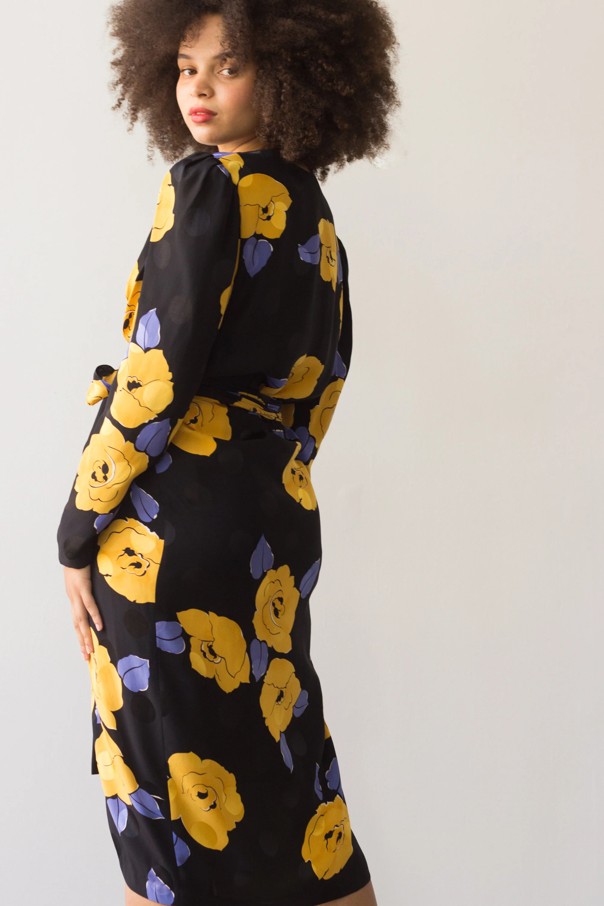 1980s Saint Romei Silk Puff Sleeve Wrap Dress — Wayward Collection
