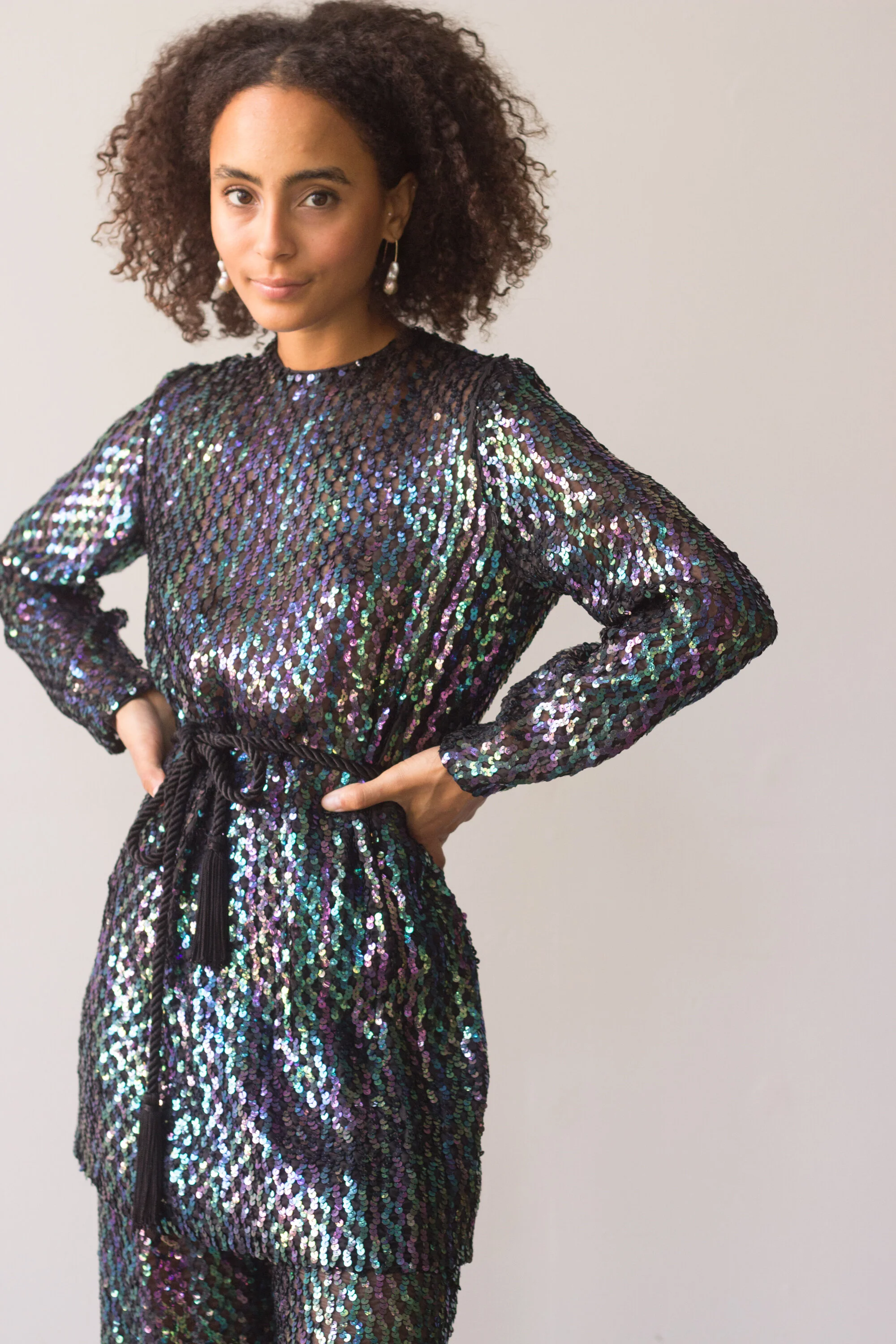1960s iridescent Sequined Tunic and Pants Set — Wayward Collection