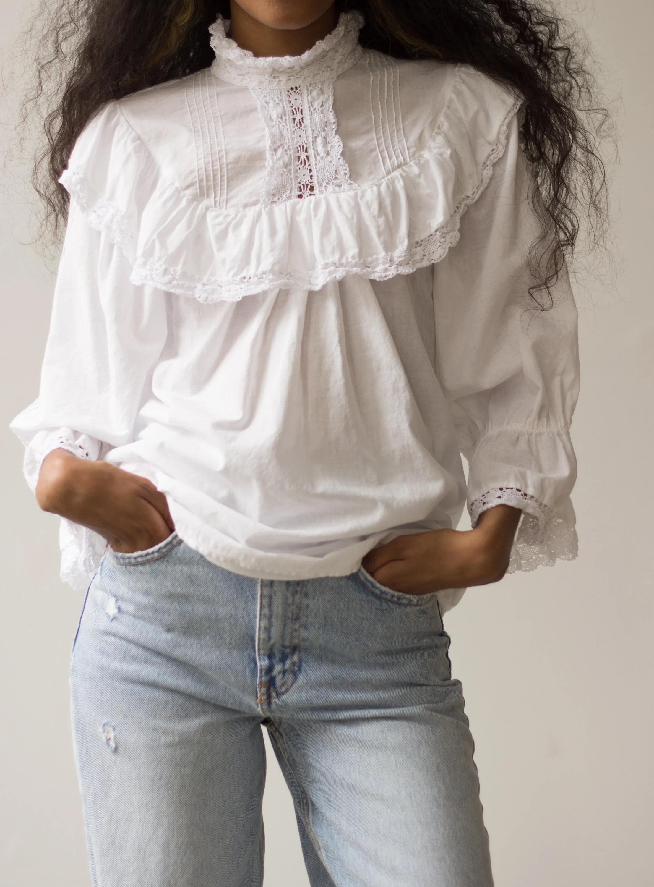 1980s Made in Wales White Victoriana Blouse — Wayward Collection