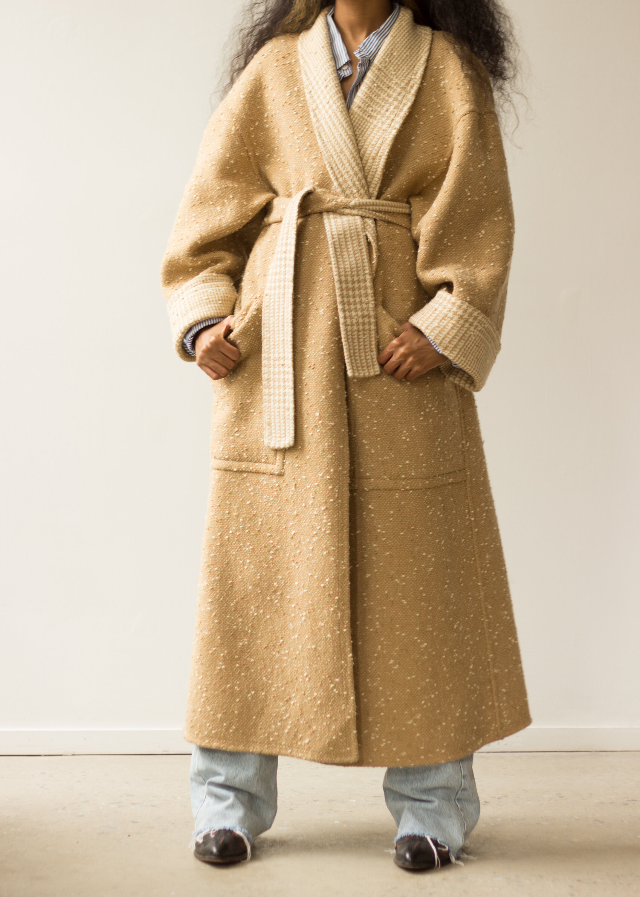 1980s ESCADA Reversible Bouclé Tweed Wrap Coat — Wayward Collection