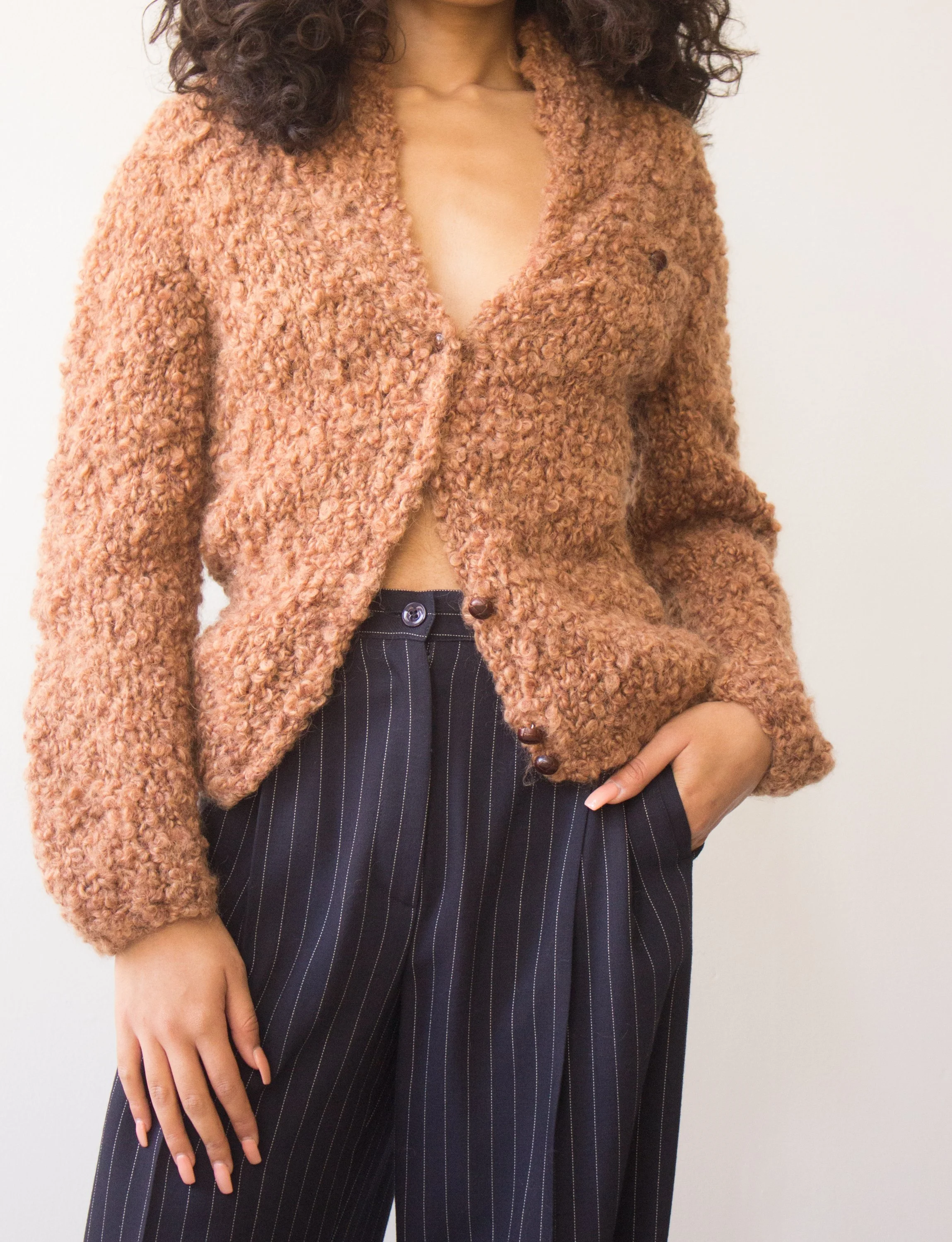 1970s Viaggio Italian Teddy Bear Bouclé Knit Cardigan — Wayward Collection