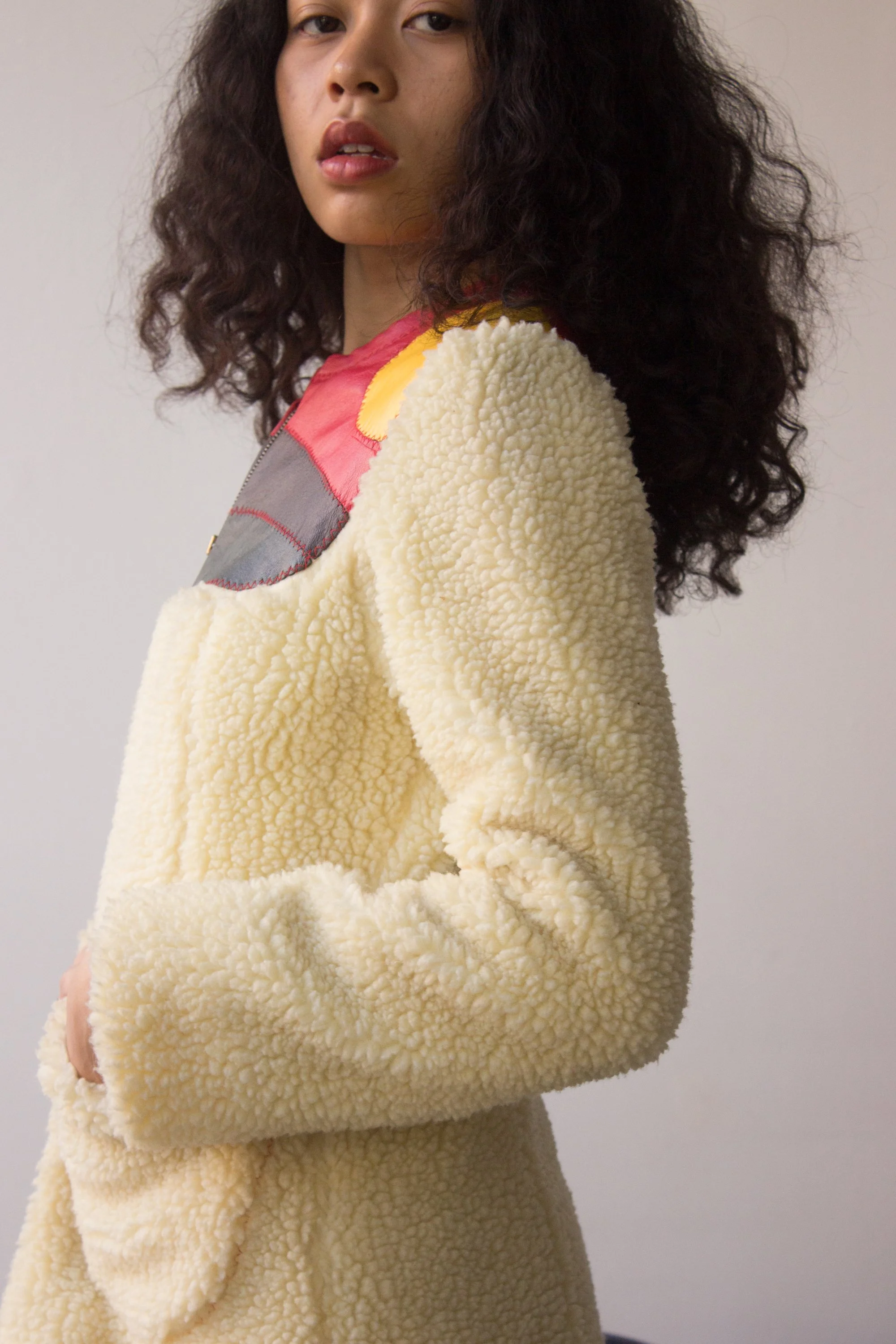 1970s Stephen Burrows Leather and Teddy Zip Jacket — Wayward Collection