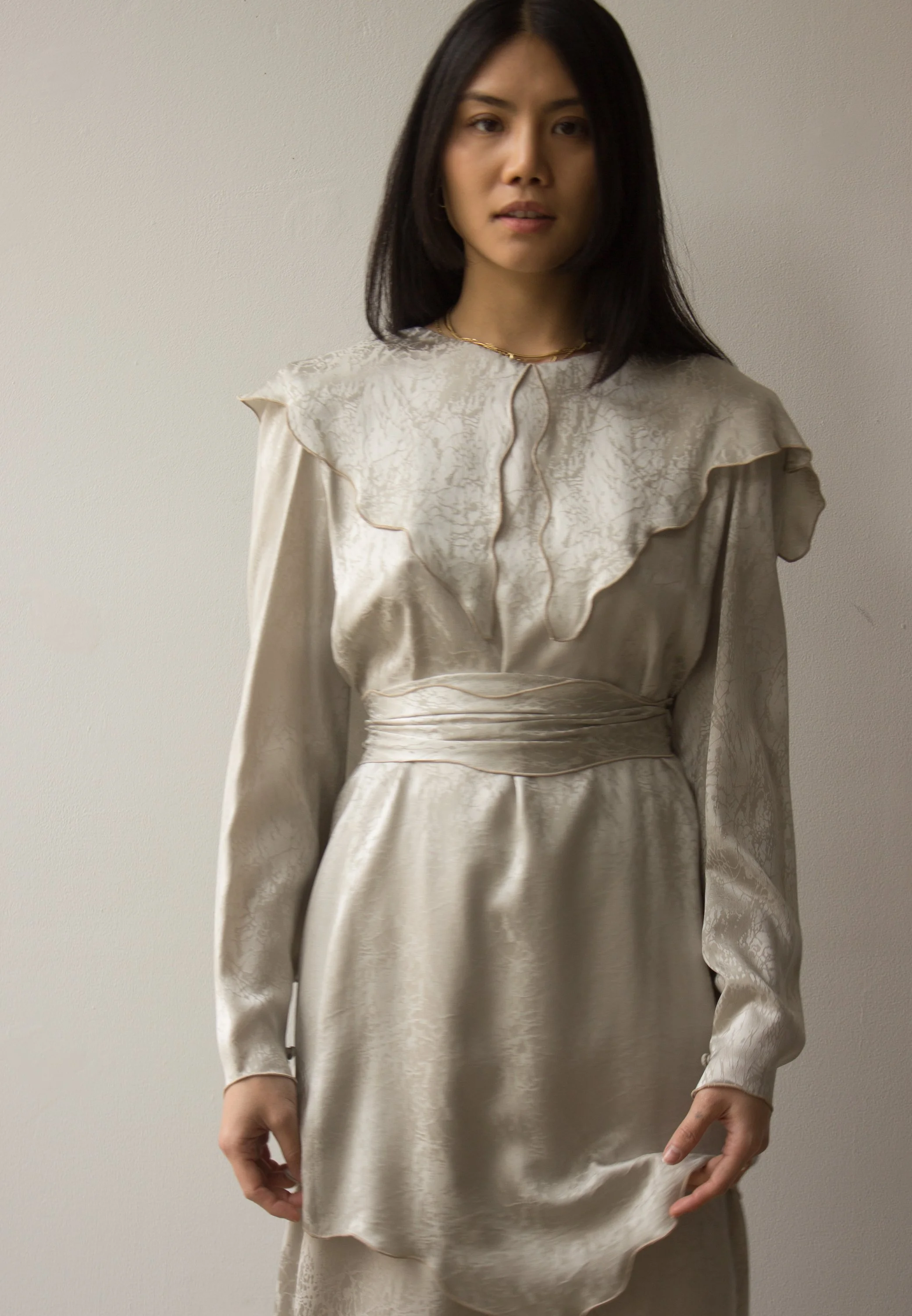 1980s Holly Harp Silver Satin Layered Angel Wings Ensemble — Wayward ...