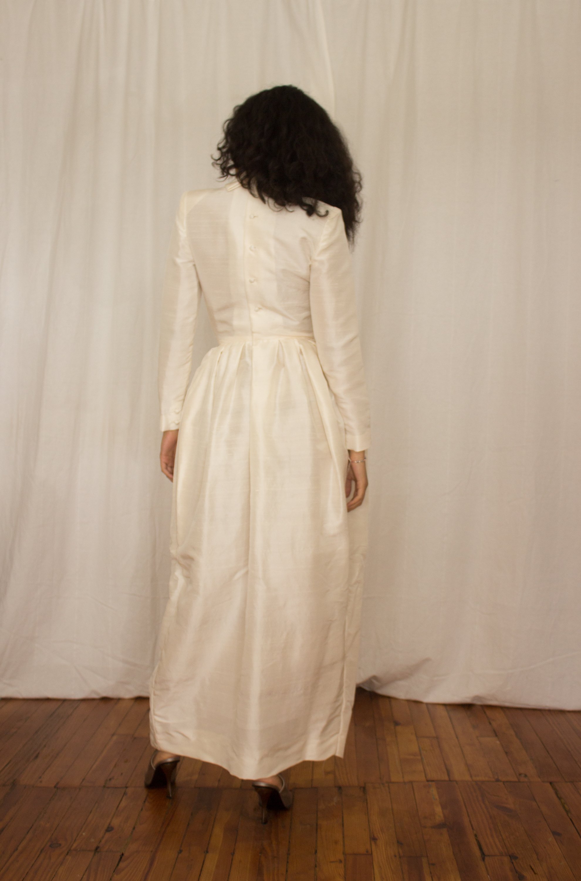 1980s Silk Shantung Minimalist Wedding Dress — Wayward Collection
