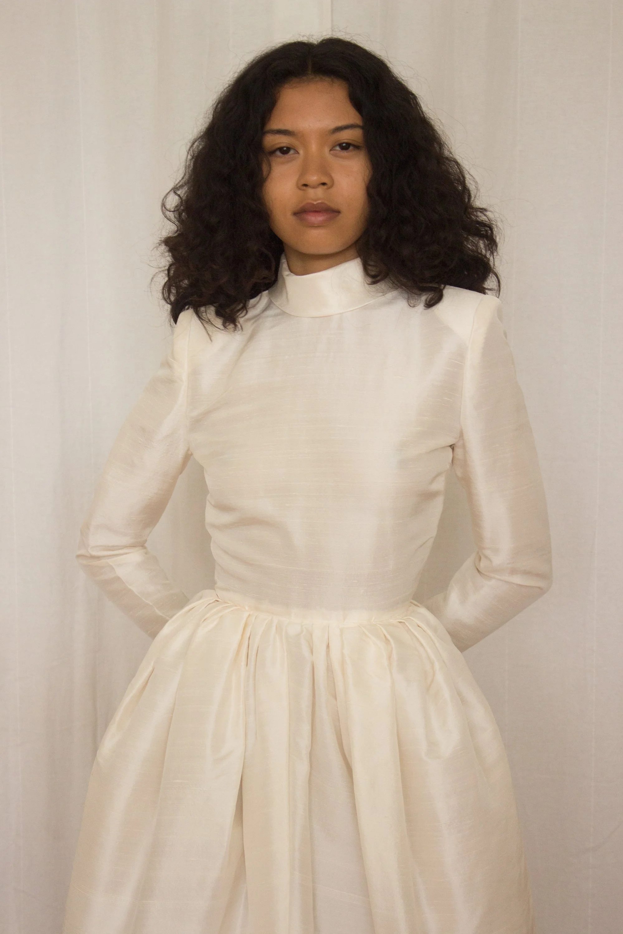 1980s Silk Shantung Minimalist Wedding Dress — Wayward Collection
