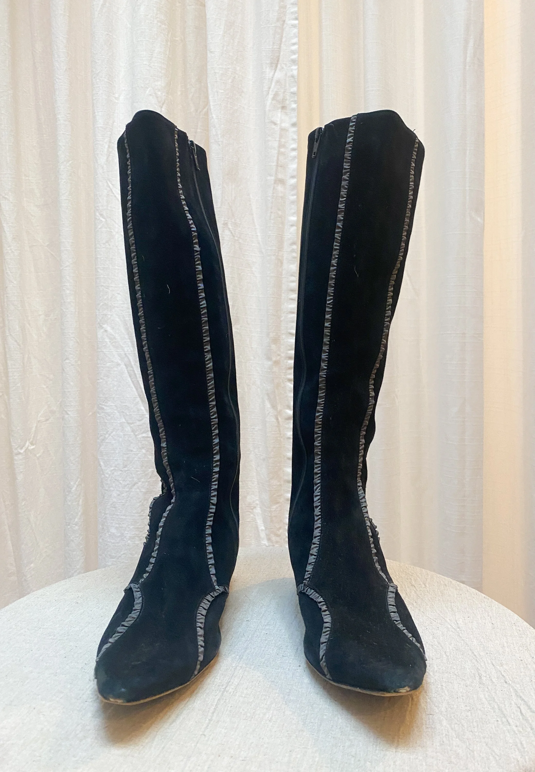 1990s Italian Black Suede Knee High Boots — Wayward Collection