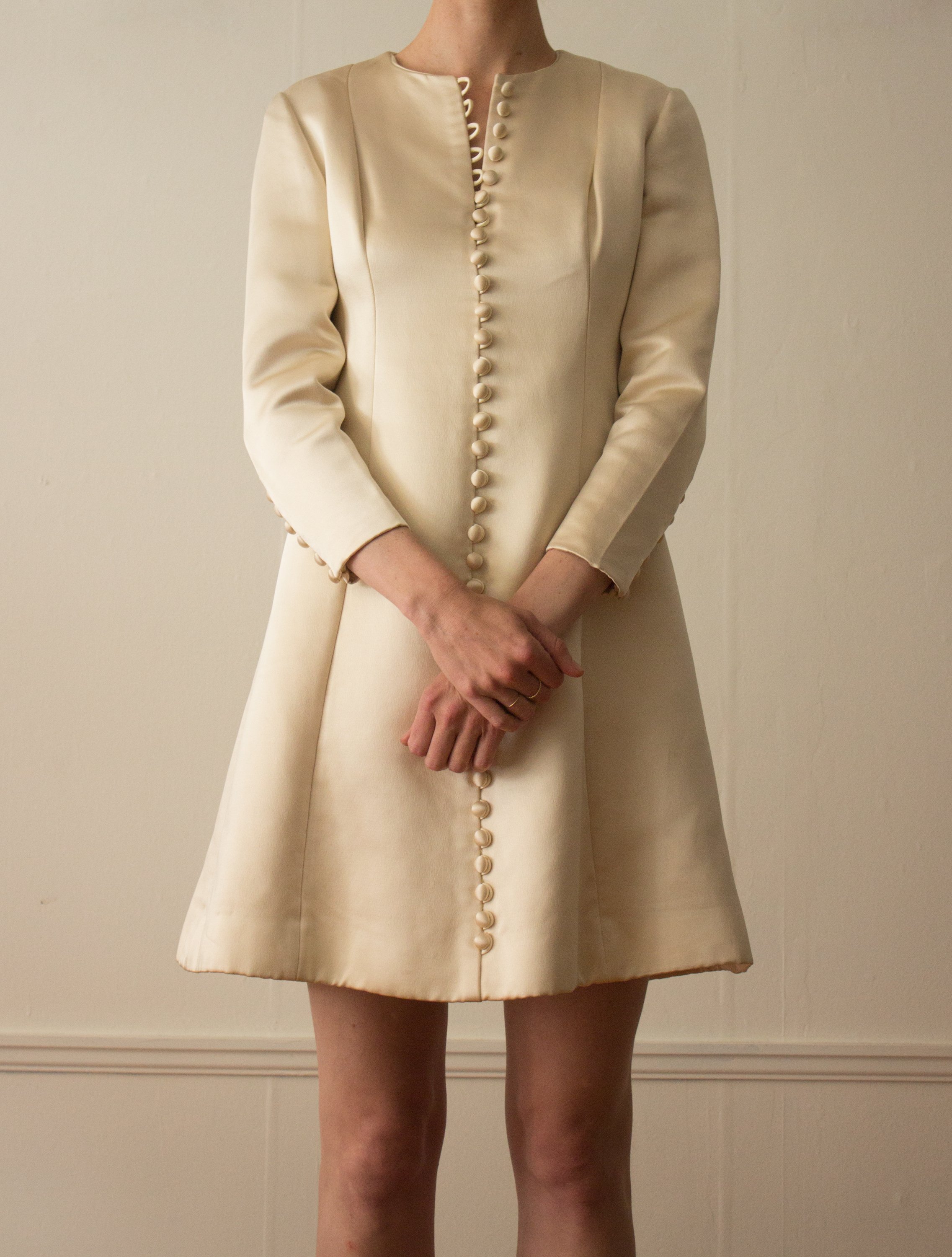 1960s Pearl Silk Duchess Satin Mini Dress — Wayward Collection