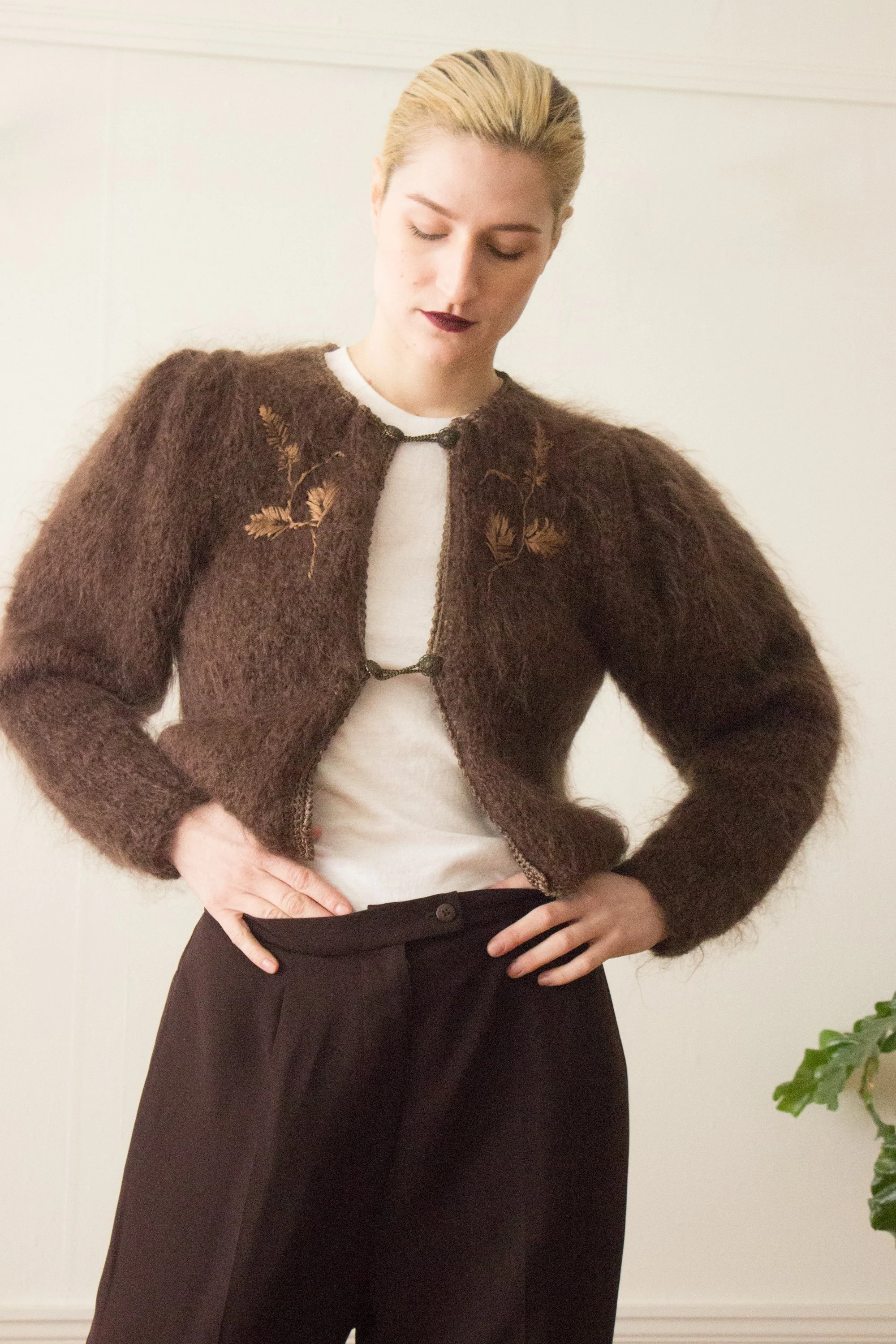 1970s Espresso Shaggy Mohair Cardigan — Wayward Collection
