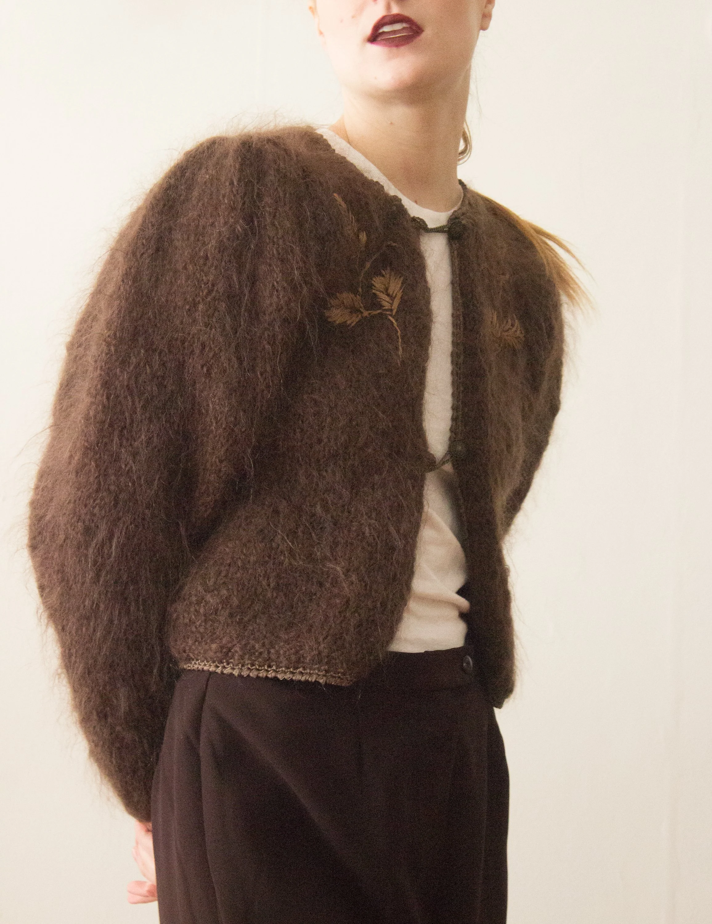 1970s Espresso Shaggy Mohair Cardigan — Wayward Collection