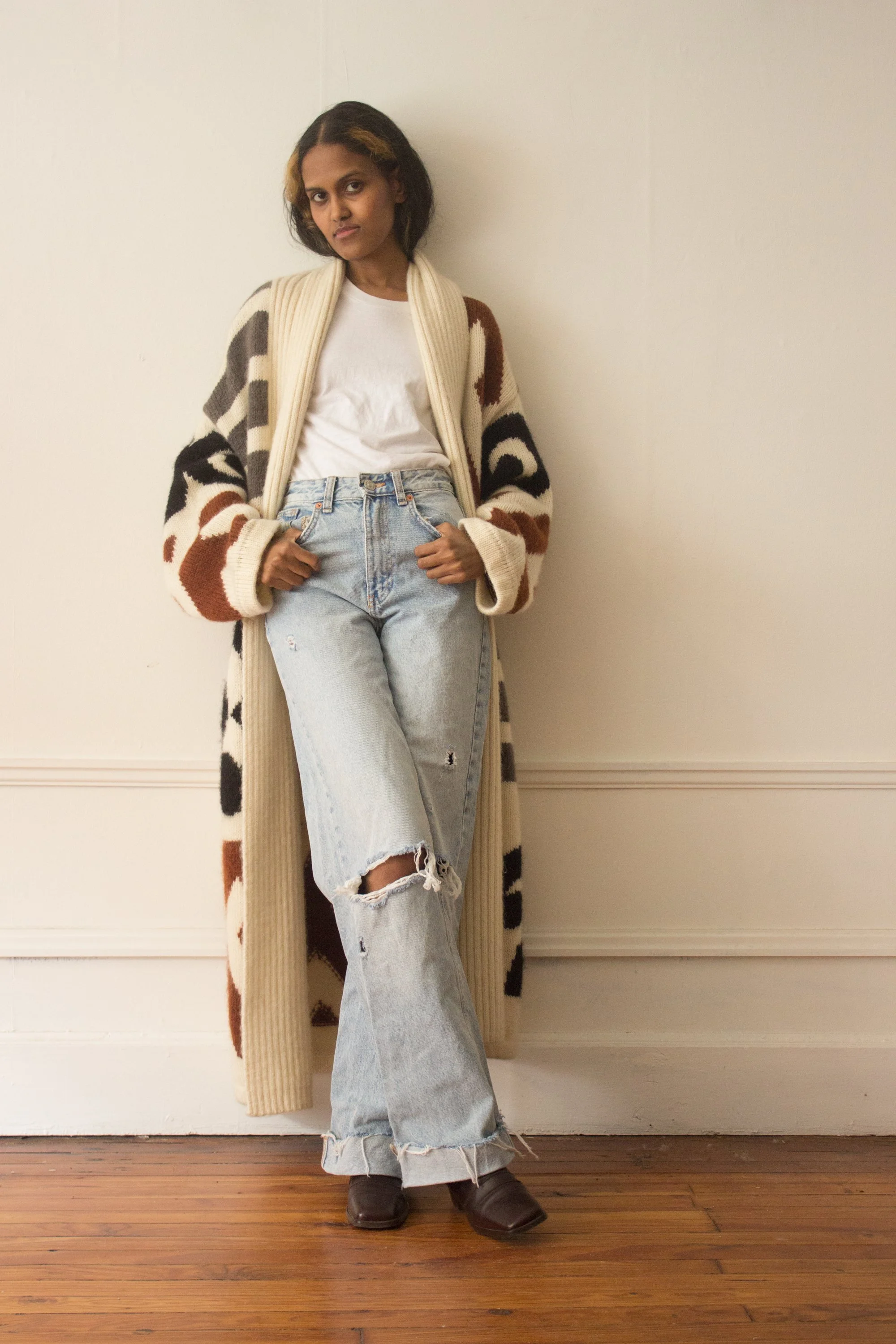 1980s IB Diffusion Graphic Wool-Mohair Sweater Duster — Wayward Collection