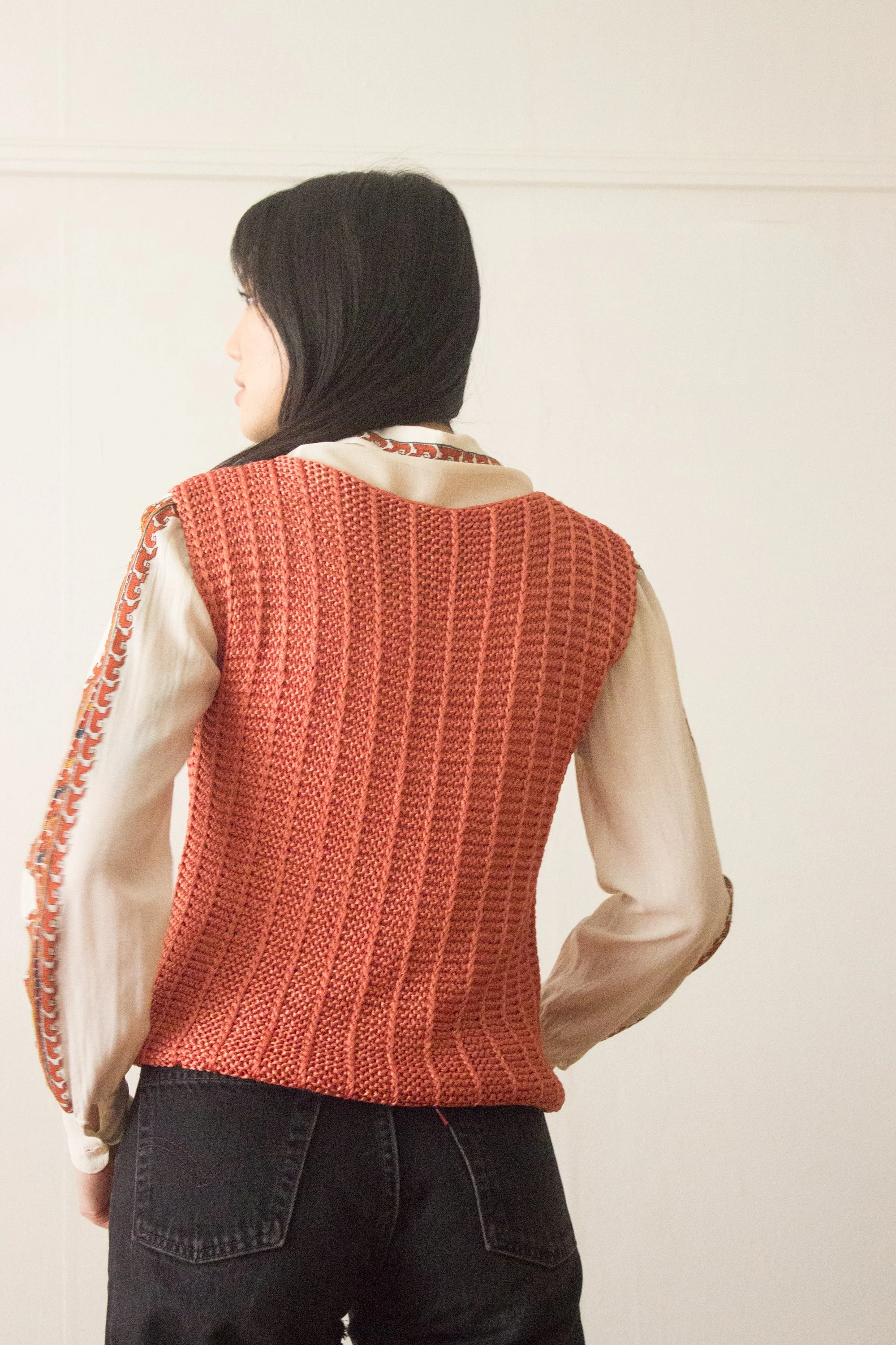 1970s Coral Satin Hand-knit Vest — Wayward Collection