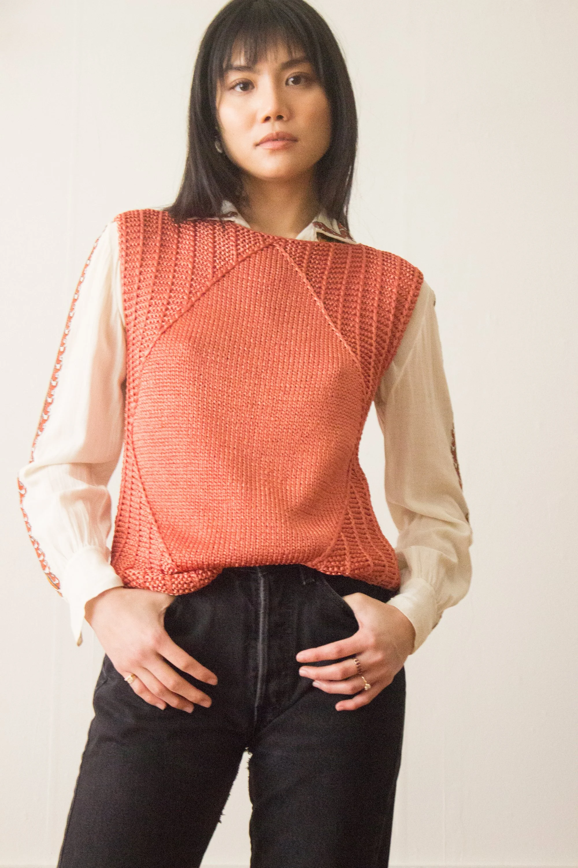 1970s Coral Satin Hand-knit Vest — Wayward Collection