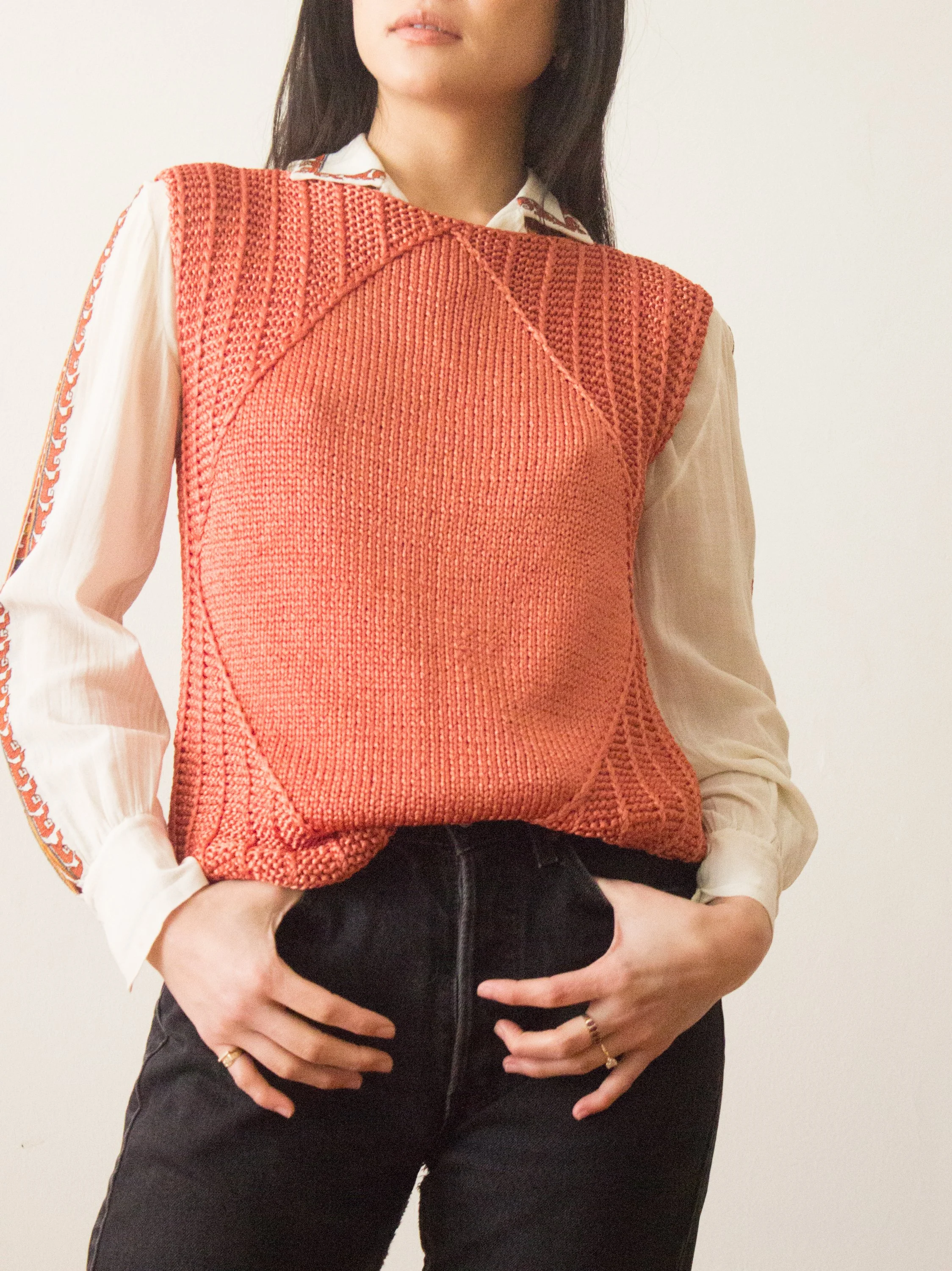 1970s Coral Satin Hand-knit Vest — Wayward Collection