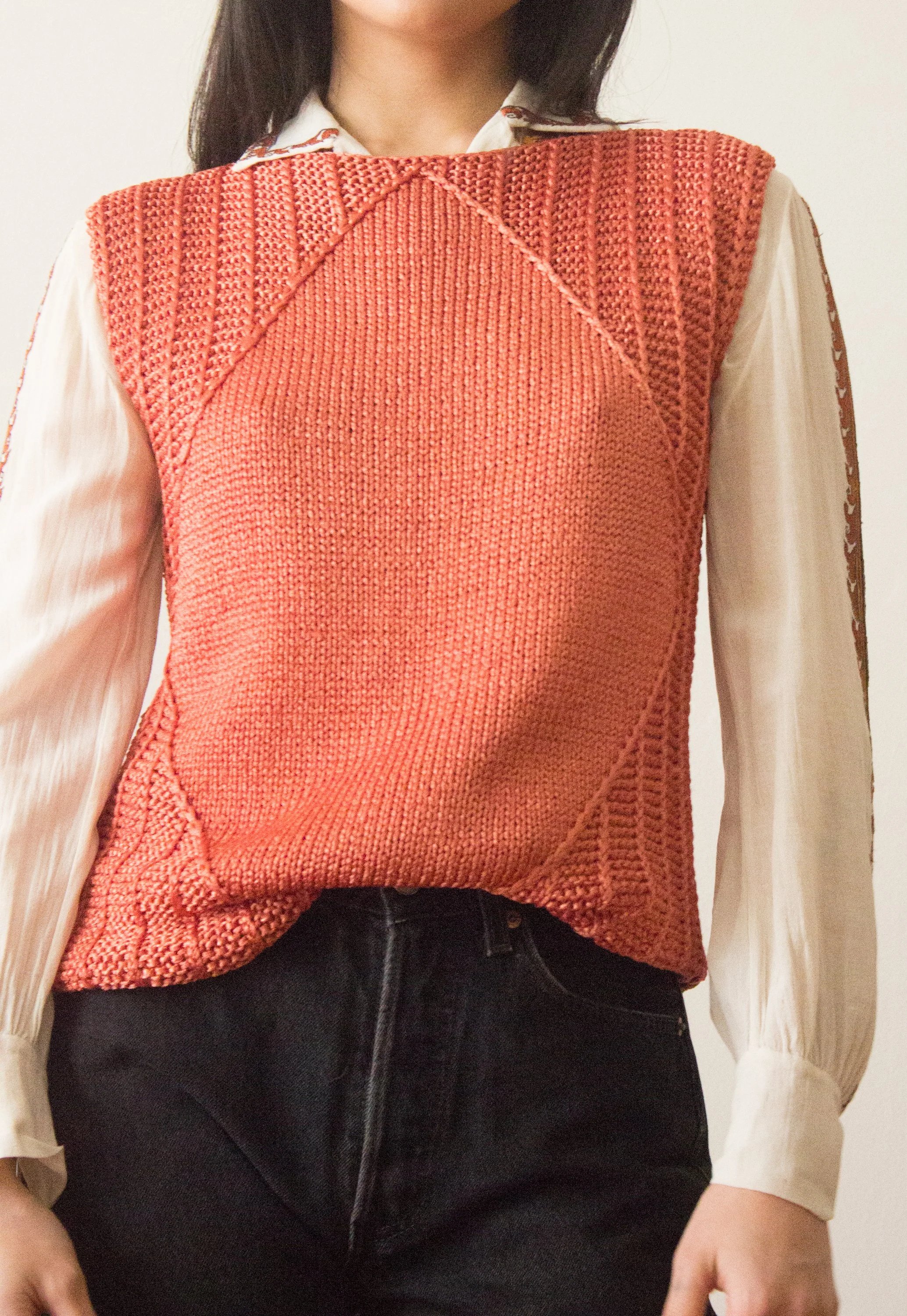 1970s Coral Satin Hand-knit Vest — Wayward Collection