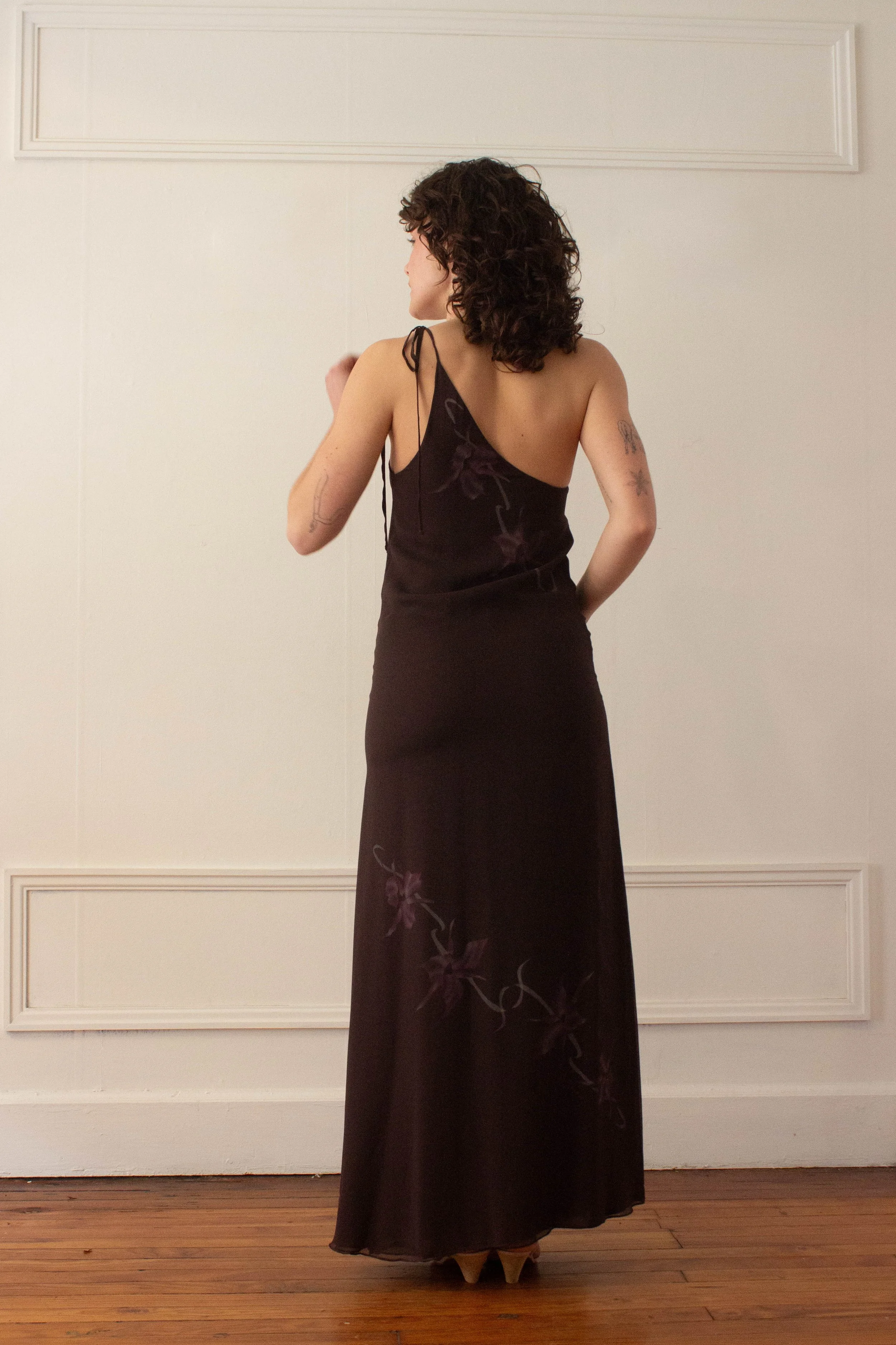 1970s Nan Duskin Hand-Painted Silk Chiffon One Shoulder Gown — Wayward ...