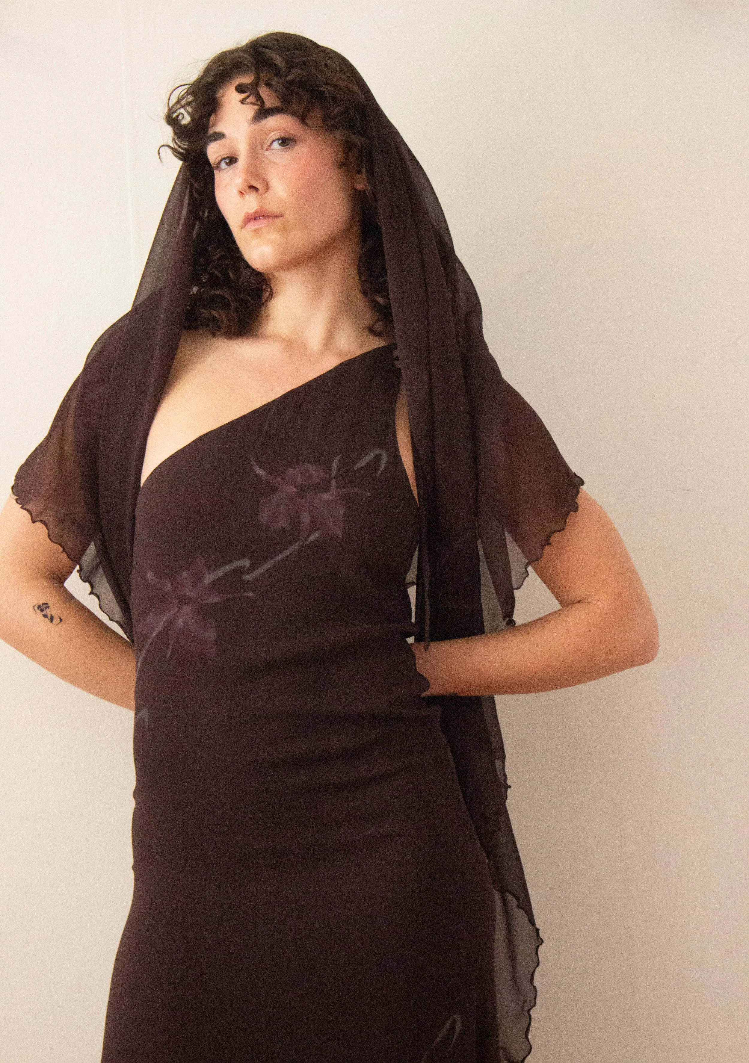 1970s Nan Duskin Hand-Painted Silk Chiffon One Shoulder Gown — Wayward ...