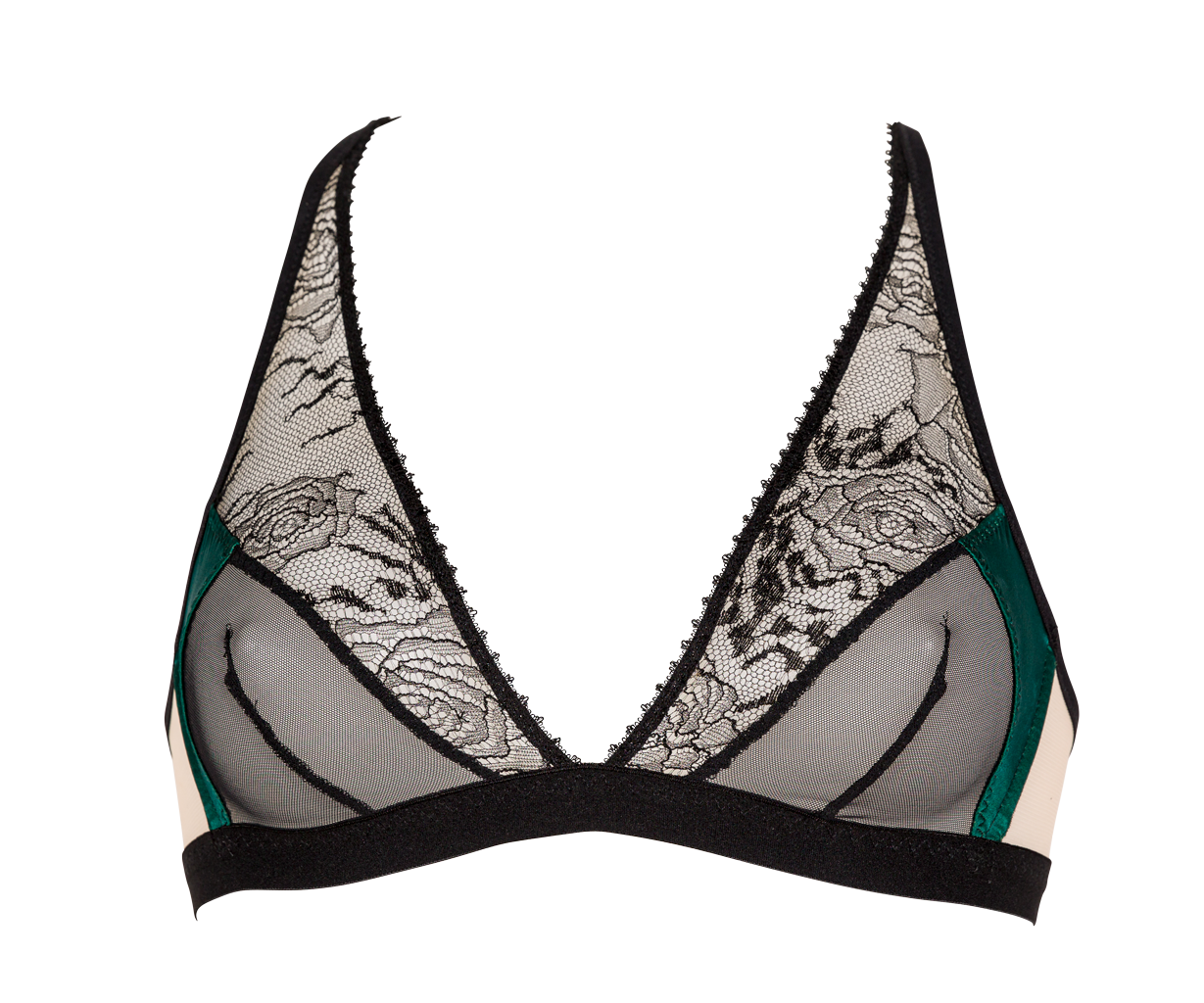 Green silk triangle bra JUDITH lingerie