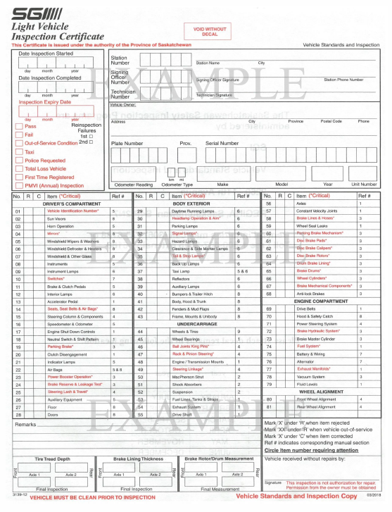 SGI Out of Province Inspections — Anderson's Transmission