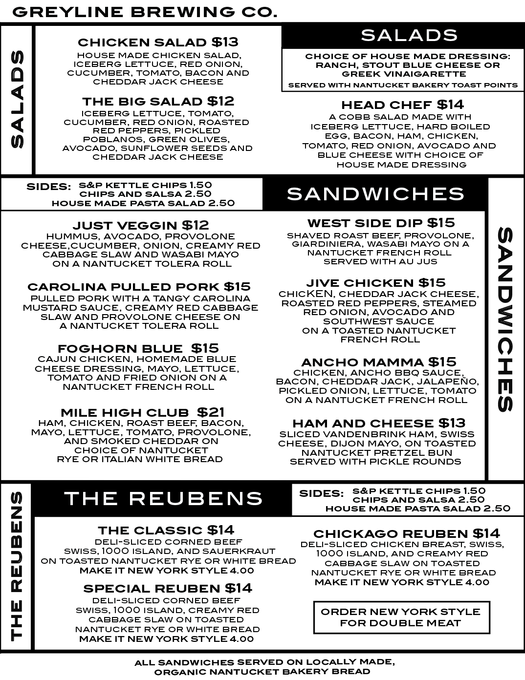 ON TAP / TO EAT — GREYLINE. fresh ales.