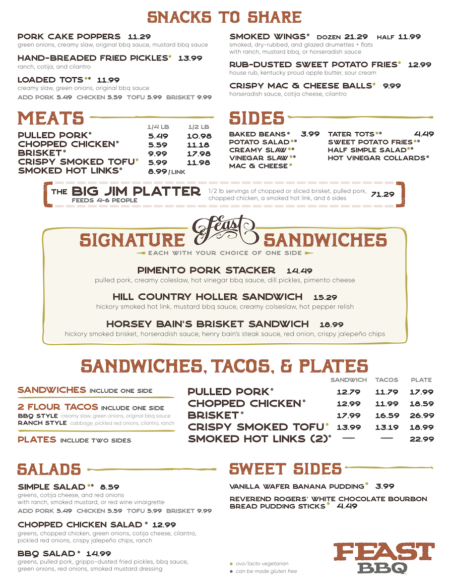 Full Menu — Feast BBQ