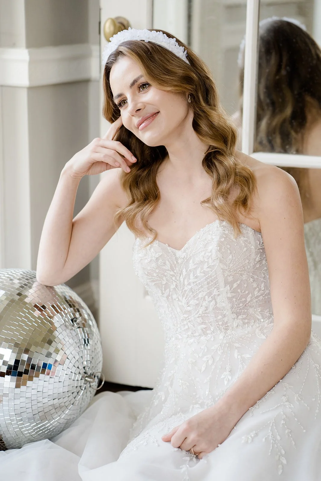Lilac organza and pearl flower hair band | Victoria Fergusson Accessories