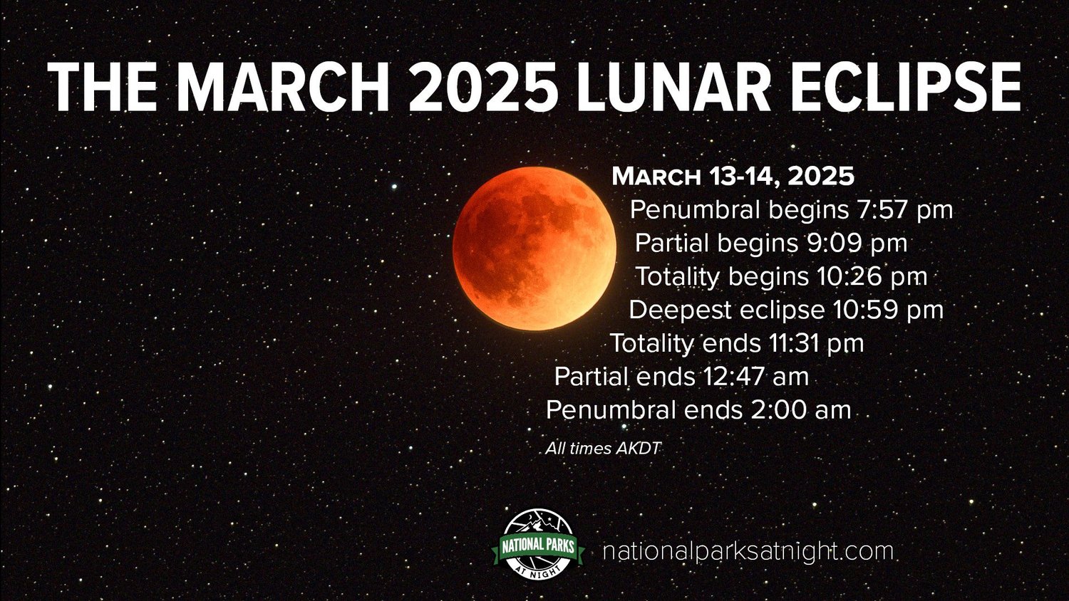 Lunar Eclipse 2025 — National Parks at Night