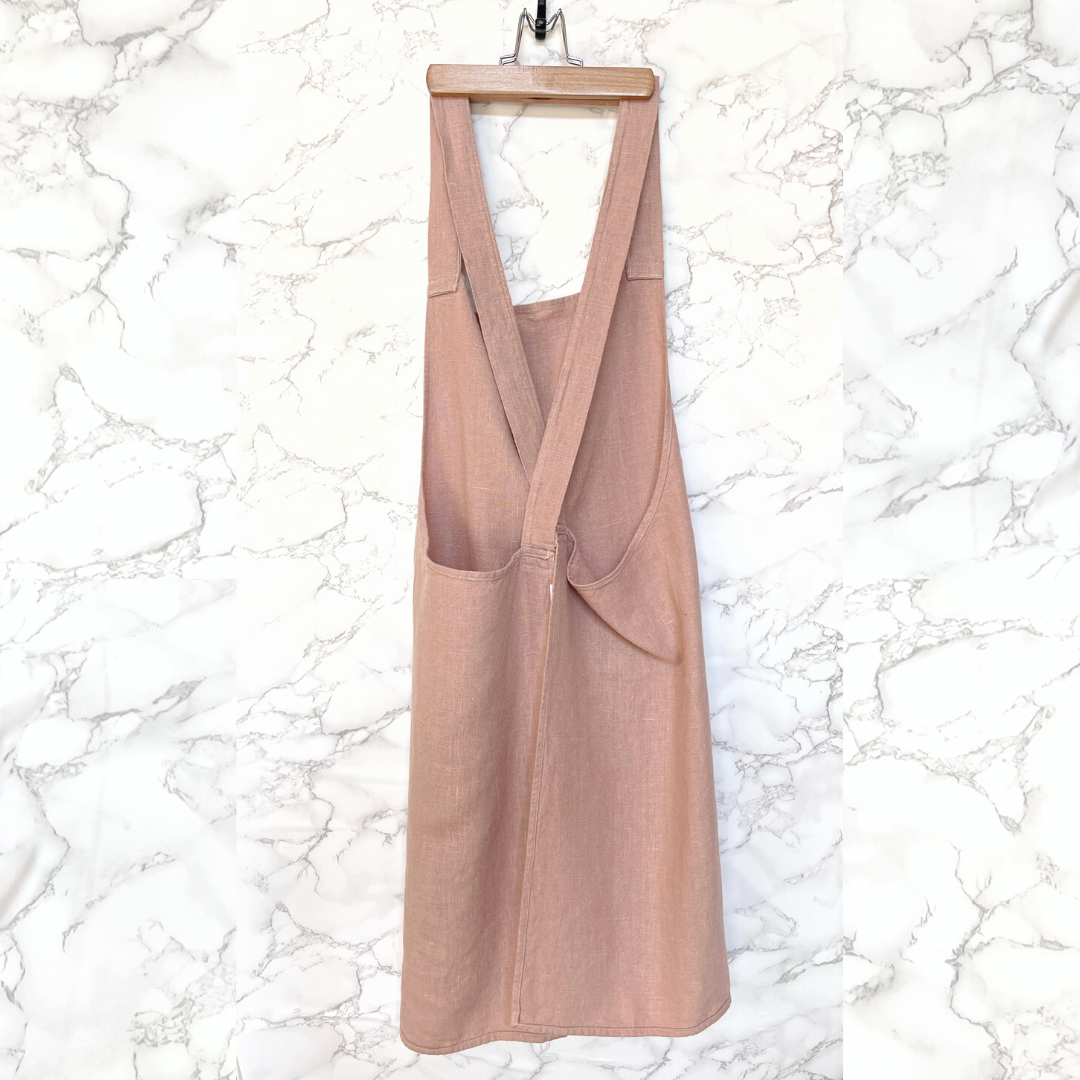 Linen Cross Back Apron • Oat — Amphitrite Studio
