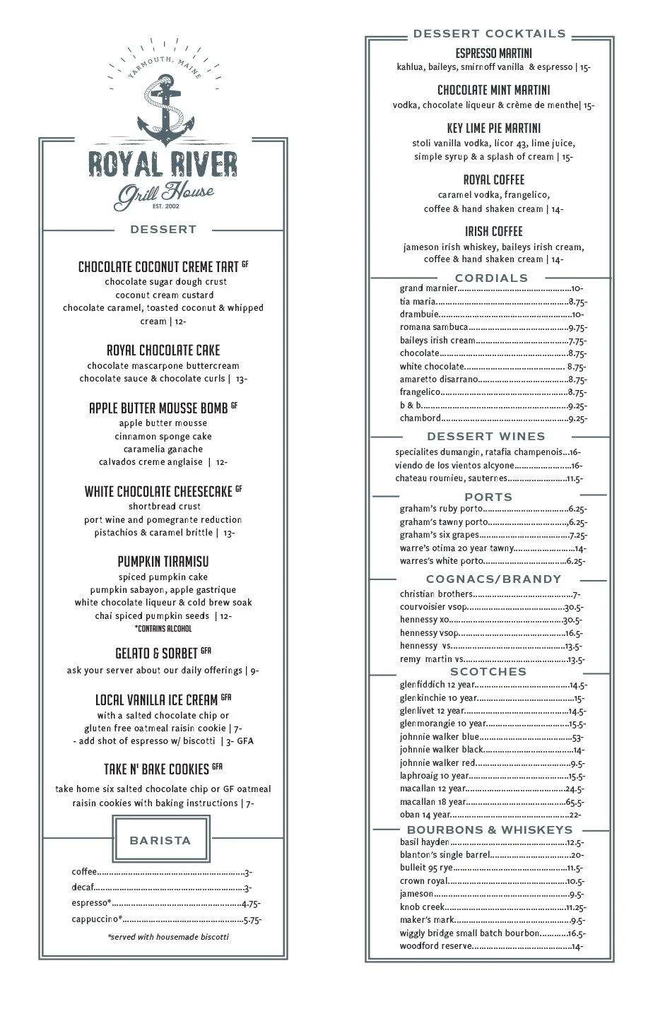 Dessert — Royal River Grill House