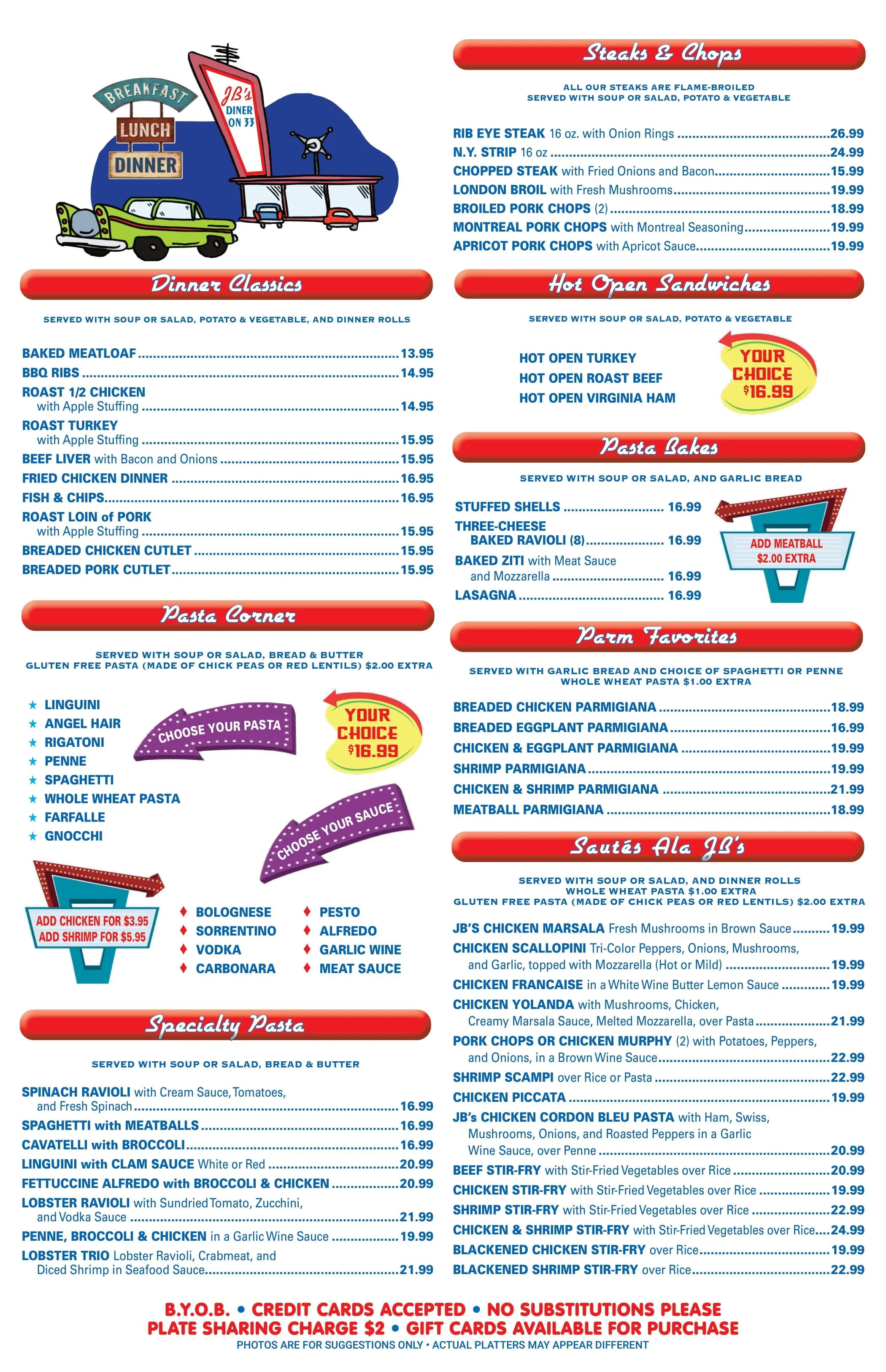 Menu — JB'S ROUTE 33 DINER & JB'S 57 DINER
