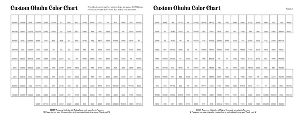 Custom Ohuhu Color Chart - 320 Honolulu Set + Skin-Tone Set, arranged in chromatic order! — Art ...