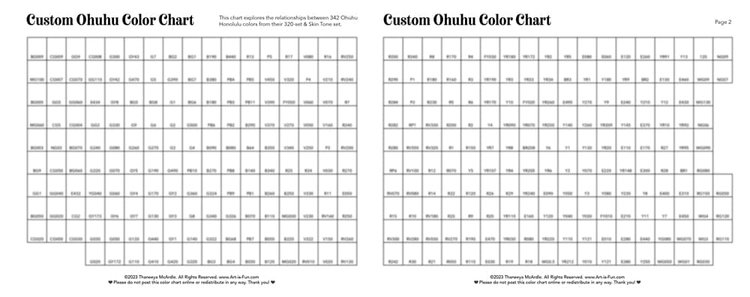 Custom Ohuhu Color Chart - 320 Honolulu Set + Skin-Tone Set, arranged ... Custom Ohuhu Color Chart - 320 Honolulu Set + Skin-Tone Set, arranged ...