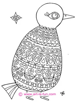 Folk Art Birds Coloring Pages - Printable Coloring Book of Detailed ...