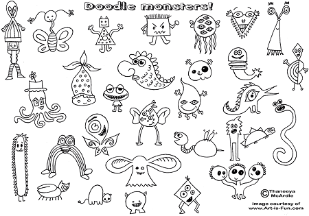 Doodle Monsters: How to Draw Doodles, Sketches and Pencil Drawings of ...