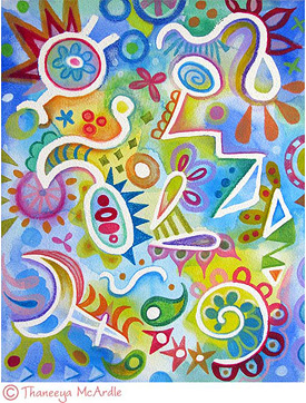 Watercolor Pencil Art Lesson: Colorful Whimsical Abstract Art Tutorial ...
