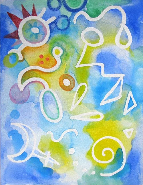 Watercolor Pencil Art Lesson: Colorful Whimsical Abstract Art Tutorial ...