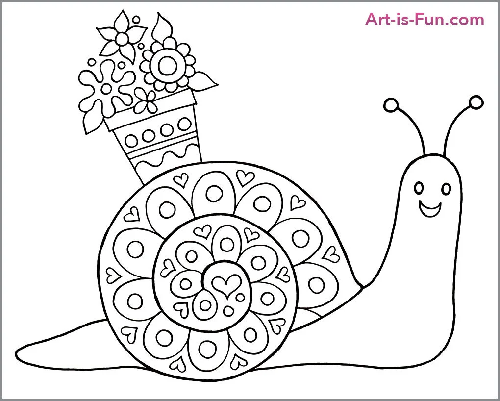 How to Draw Cute Snails - Fun & Easy Step-by-Step Drawing Lesson — Art ...
