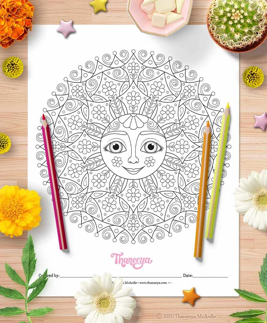 Sun Mandala Coloring Pages - Printable Coloring Pages by Thaneeya ...