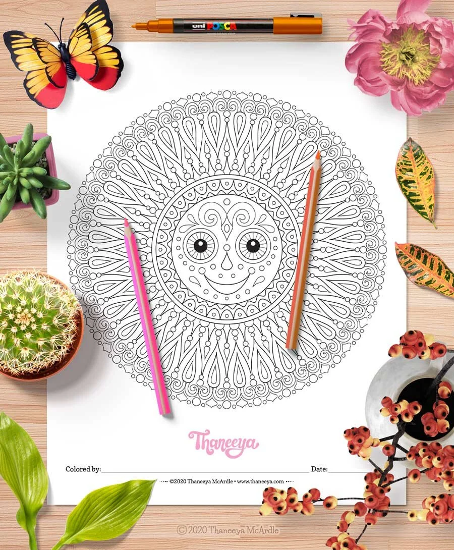 Sun Mandala Coloring Pages - Printable Coloring Pages by Thaneeya ...