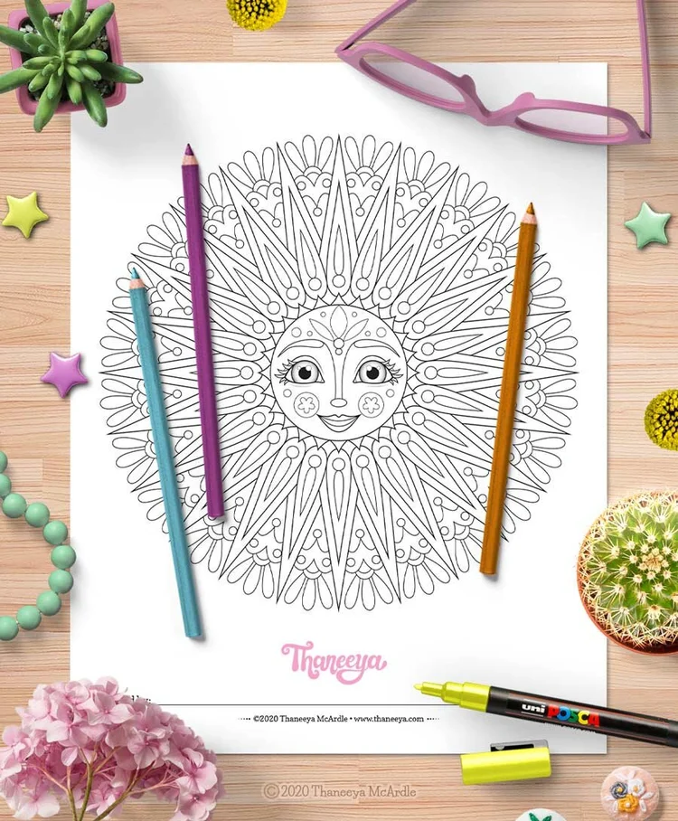 Sun Mandala Coloring Pages - Printable Coloring Pages by Thaneeya ...