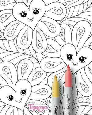 Heart Coloring Pages - Set of 10 Printable Coloring Pages by Thaneeya ...