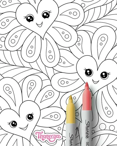 Heart Coloring Pages - Set of 10 Printable Coloring Pages by Thaneeya ...
