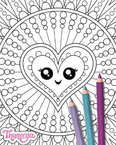 Heart Coloring Pages - Set of 10 Printable Coloring Pages by Thaneeya ...