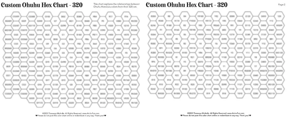 Ohuhu Color Chart - Chromatic 320-Color Printable Hex Swatch Chart by ...