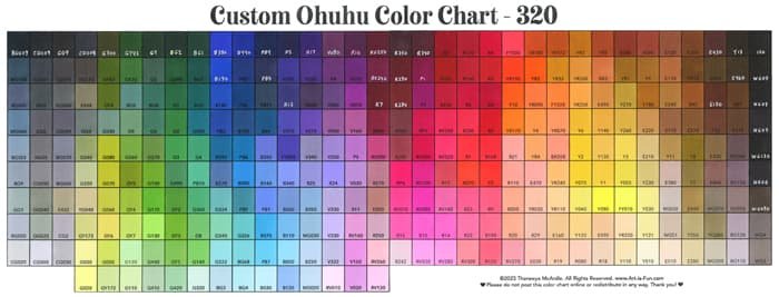 Ohuhu Color Chart - Chromatic 320-Color Printable Hex Swatch Chart by ...