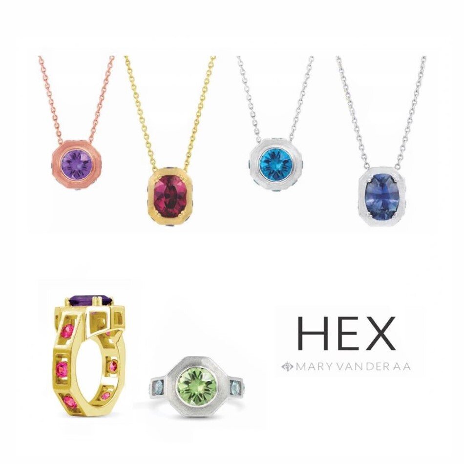 SOLD// London Blue Topaz & Tsavorite Garnet HEX Ring — Mary van der Aa