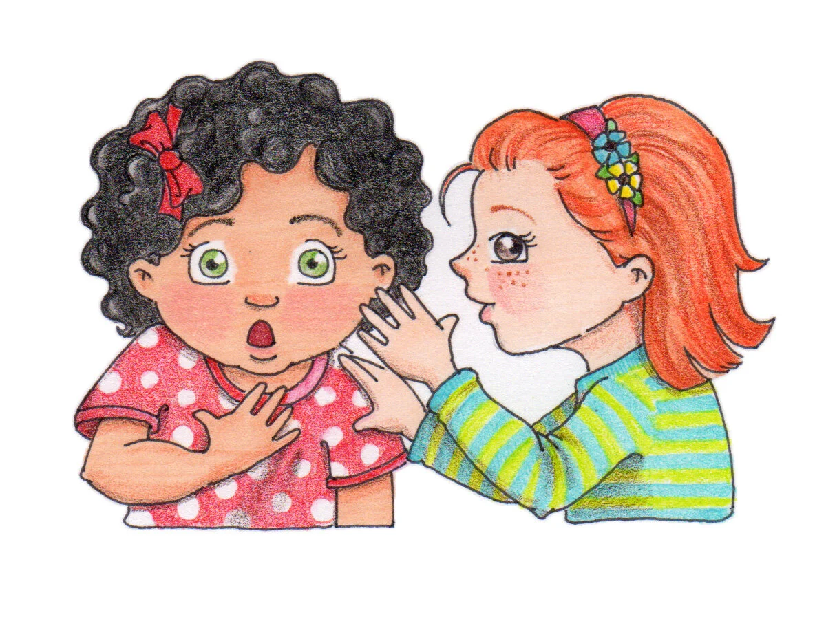 Cartoon Kids Telling Secrets