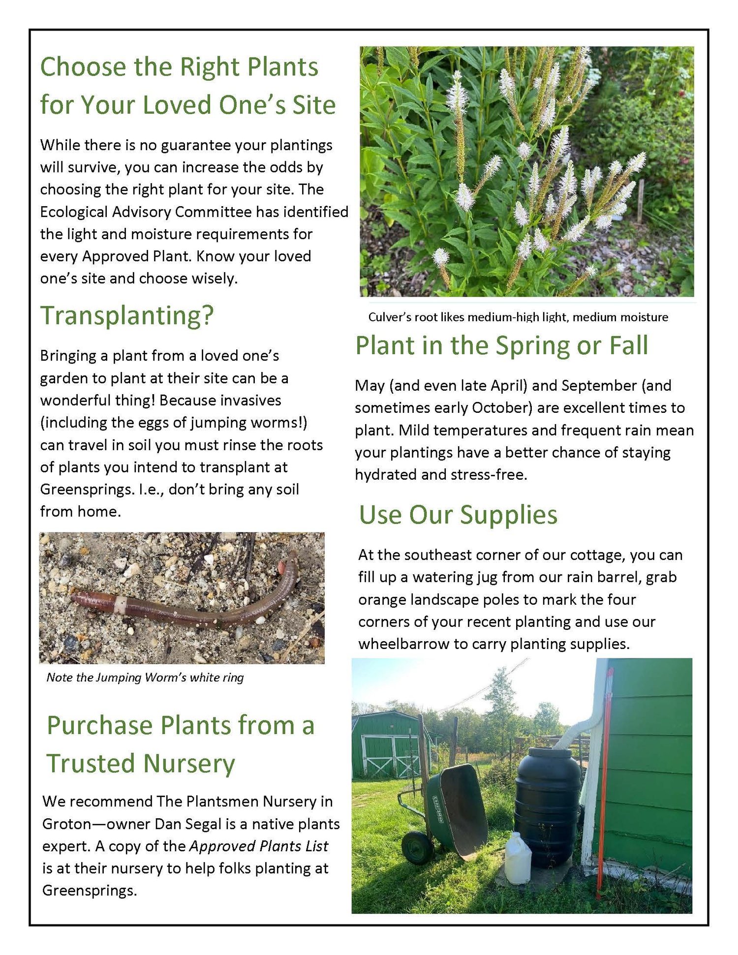 Commemorative Planting Guidelines — Greensprings Natural Cemetery Preserve