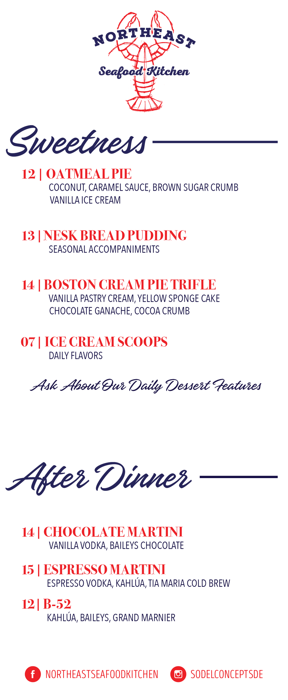 Menu | Seafood in Ocean View | Northeast Seafood Kitchen