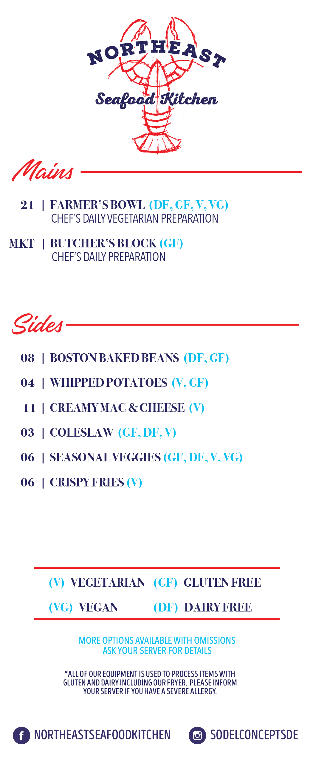 Menu | Seafood in Ocean View | Northeast Seafood Kitchen