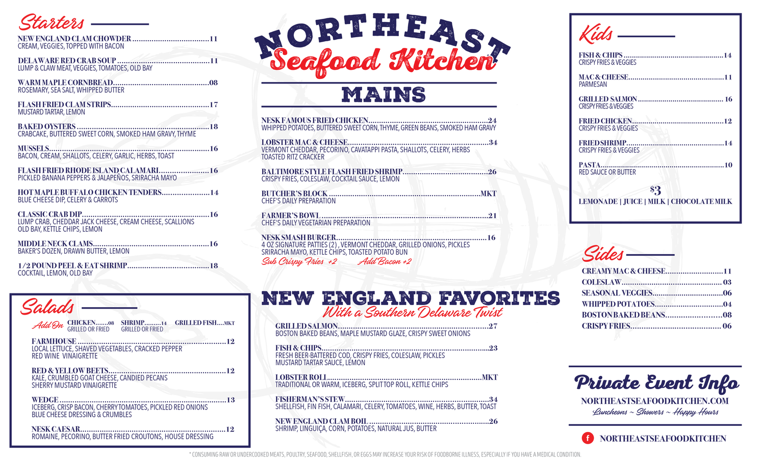 Menu | Seafood in Ocean View | Northeast Seafood Kitchen